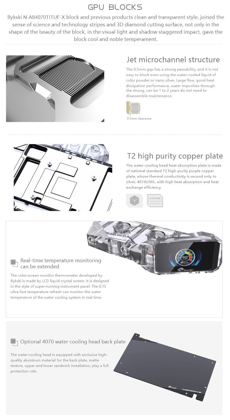 Bykski N-AS4070TITUF-X GPU BLOCK ASUS GeForce RTX 4070 Ti