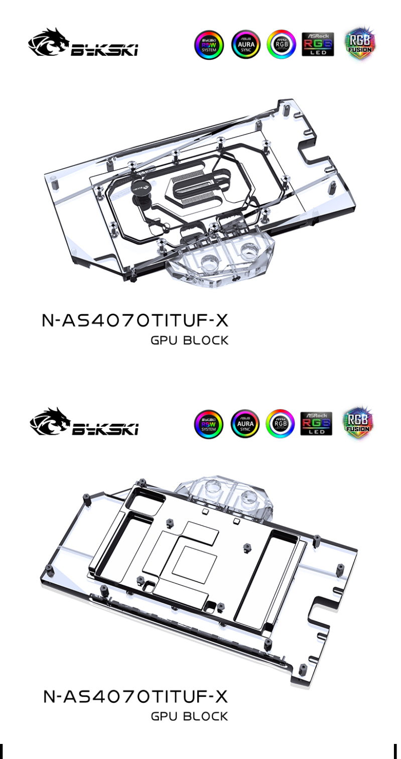 Bykski N-AS4070TITUF-X GPU BLOCK ASUS GeForce RTX 4070 Ti